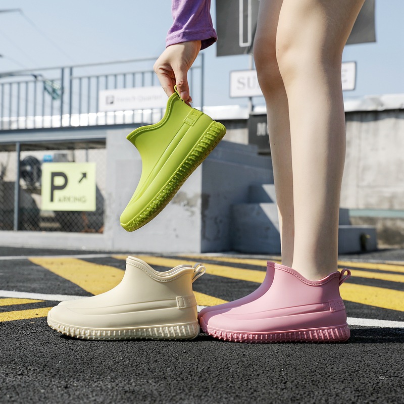 Rain Boots For Men Women Outside Wear Water Shoes Short-tube Flat ...
