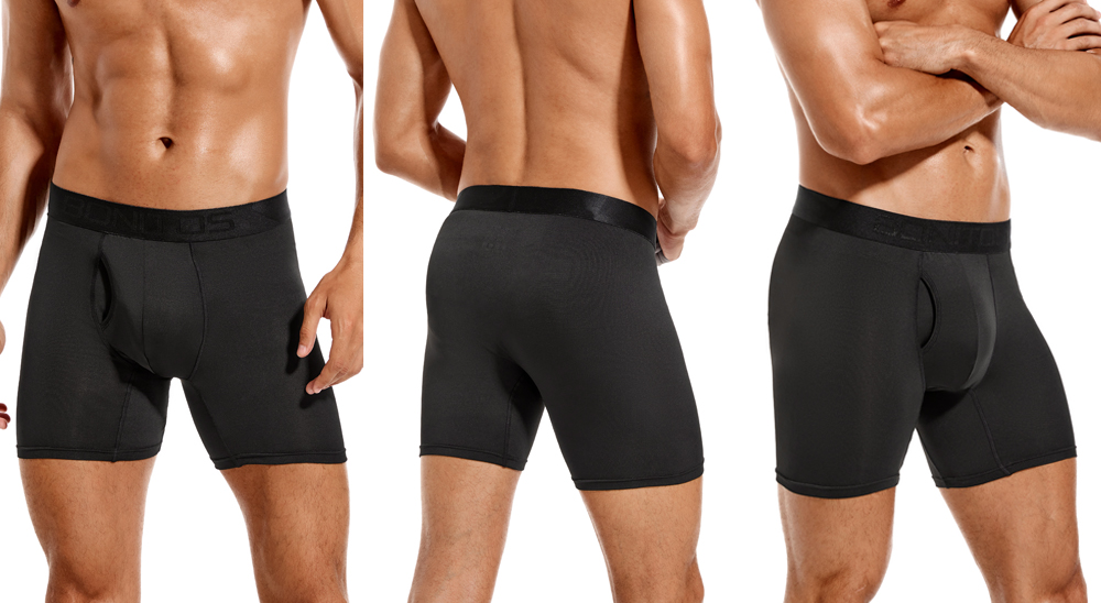 1 Piece Men's Front Open Boxer Briefs Breathable Black Briefs | Shopee ...