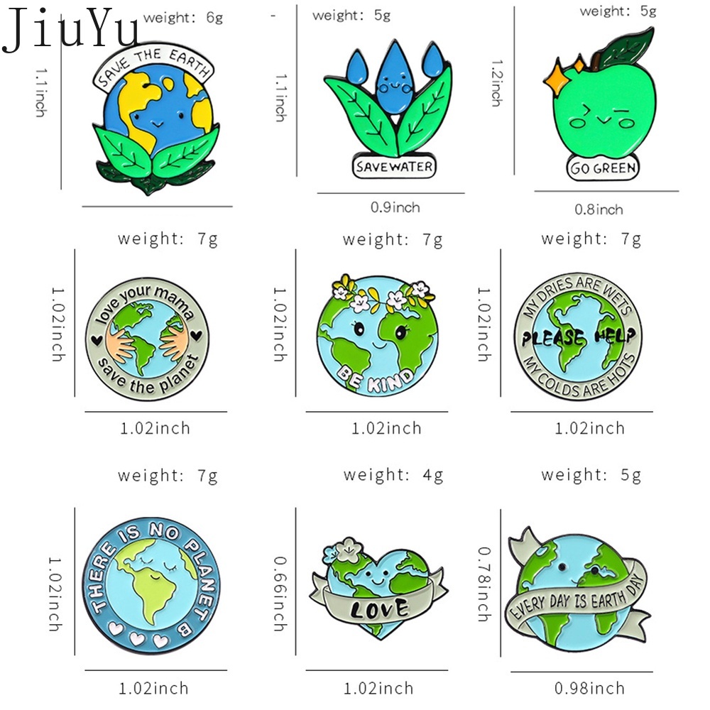 Green Earth Heart-shape Enamel Brooch Be Kind Hug Earth Lapel Pin Badge ...