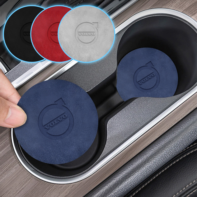2pcs Creative Car Logo Cup Holder Pad Suede Car Drink Bottle Coasters ...