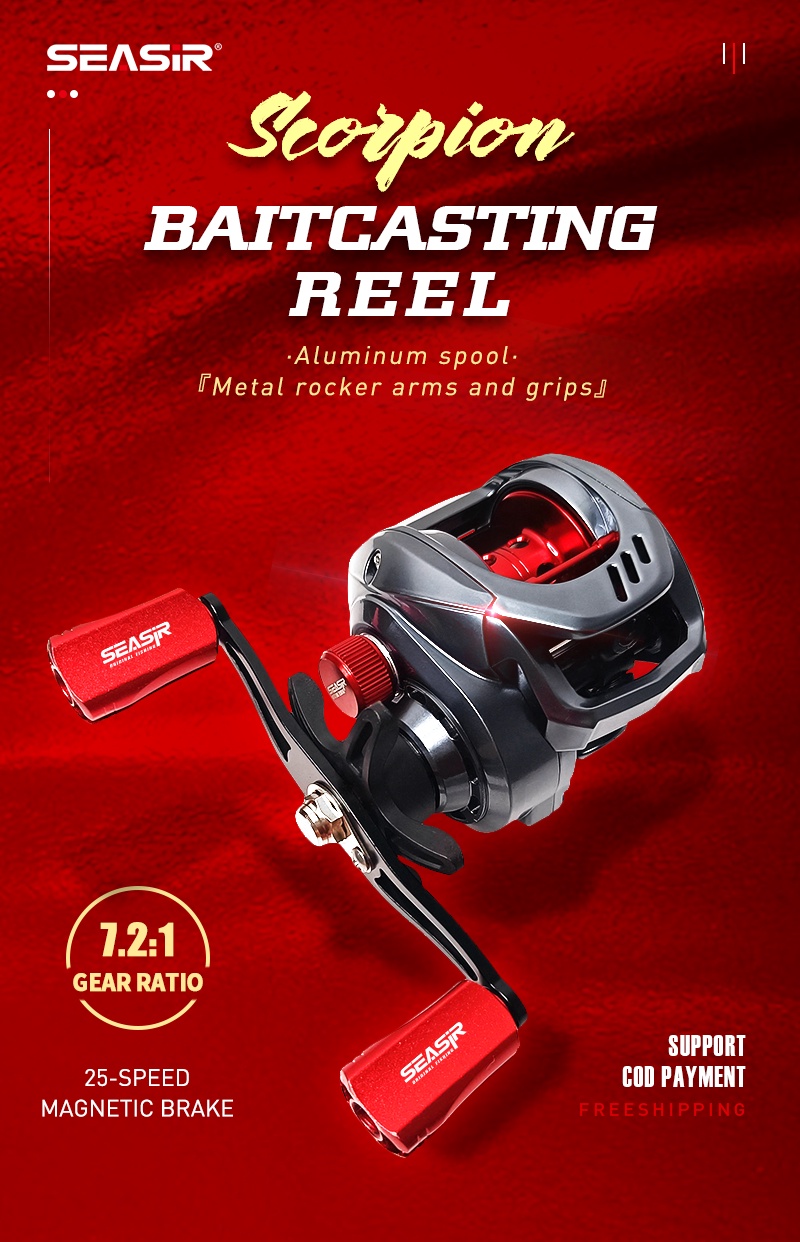 Seasir Scorpion Fishing Reel Water Drop Reel Baitcasting Reel 7.2: 1 ...