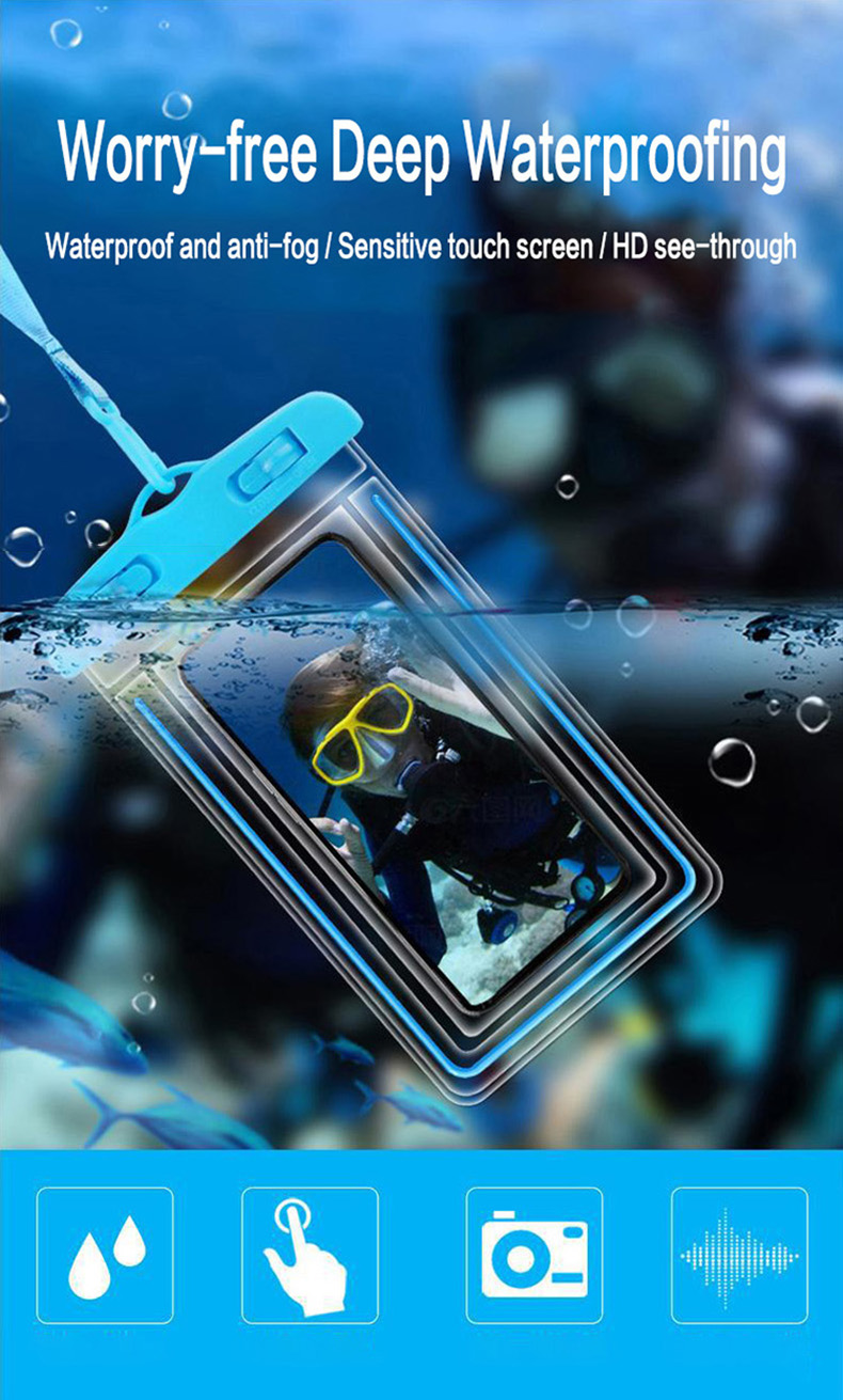 Floating Luminous Waterproof Phone Pouch - PVC Clear Case for Swimming ...