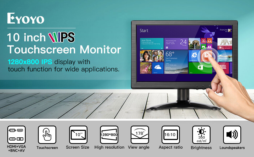 Eyoyo 10 inch Touchscreen Monitor HDMI VGA Touch Screen Monitor ...