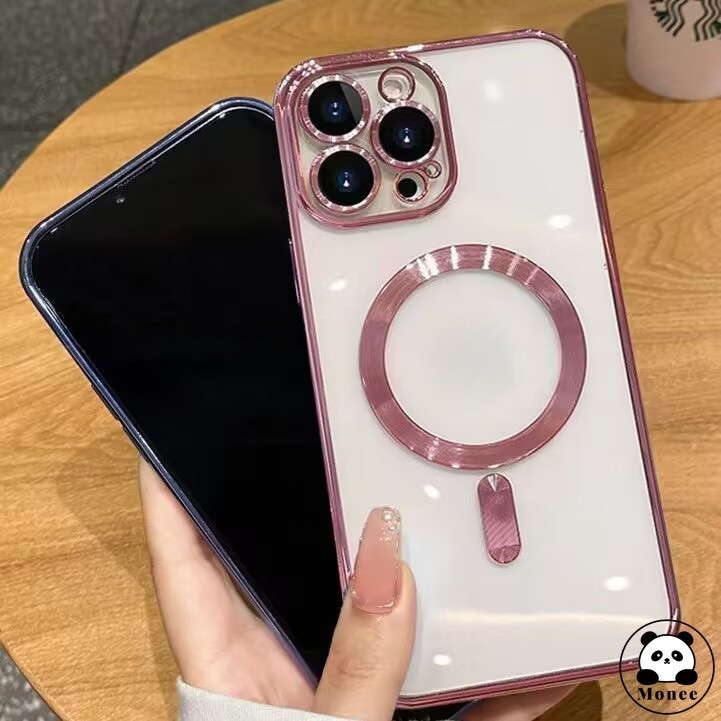 Monee Plating Luxury Wireless Charging Transparent Magnetic Phone Case ...