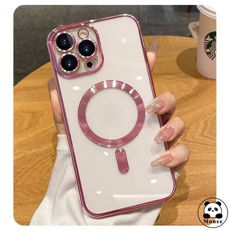 Monee Plating Luxury Wireless Charging Transparent Magnetic Phone Case ...