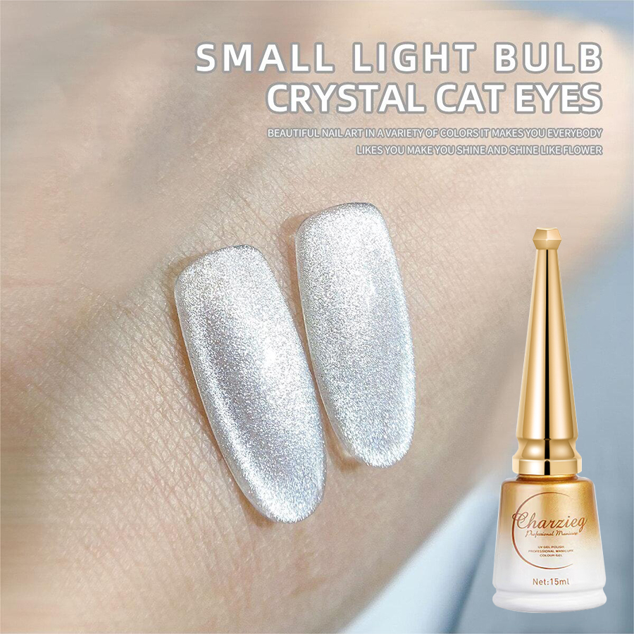 Xeijayi 1Pc 15Ml Universal Cat Eye Gel Nail Polish, Bright Silver Uv Gel Nail Polish, Glitter ...