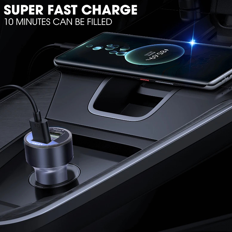 2-Port 15W+16W Car Charger with Digital Display - Fast USB Adapter for ...