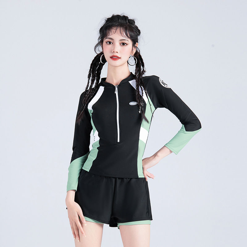 Women's swimsuit summer split boxer three-piece suit covering belly and ...