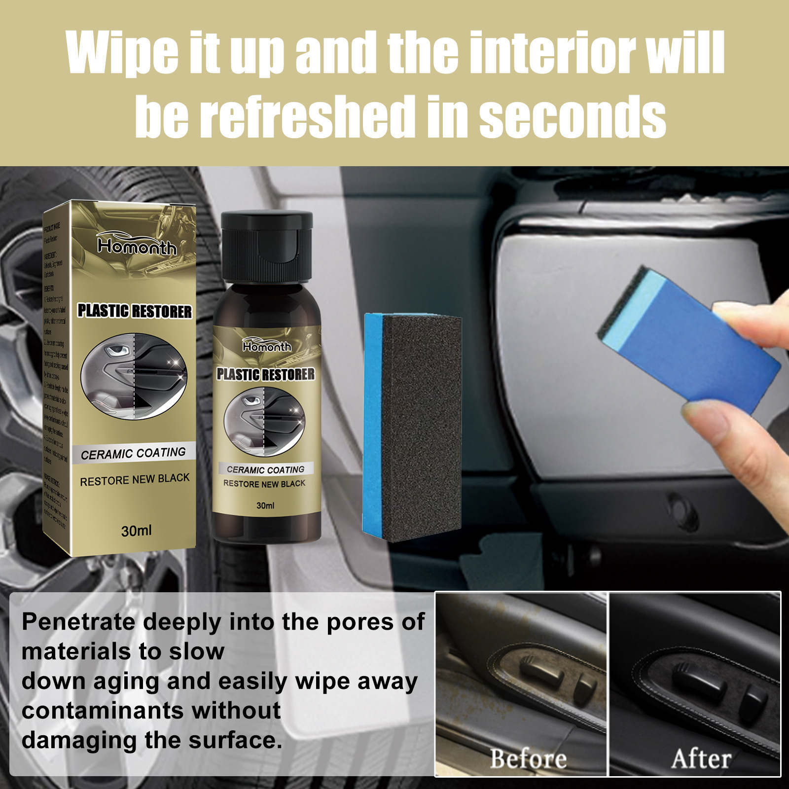 Homonth Automotive plastic refurbishing agent Automotive Interior clean ...
