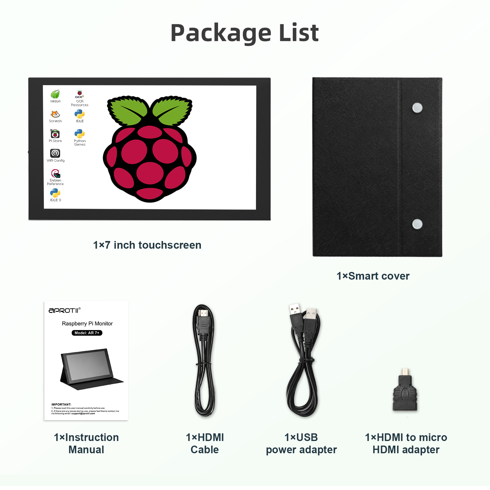 APROTII 7 inch 1024x600 IPS Portable Monitor, 5-Points Capacitive ...