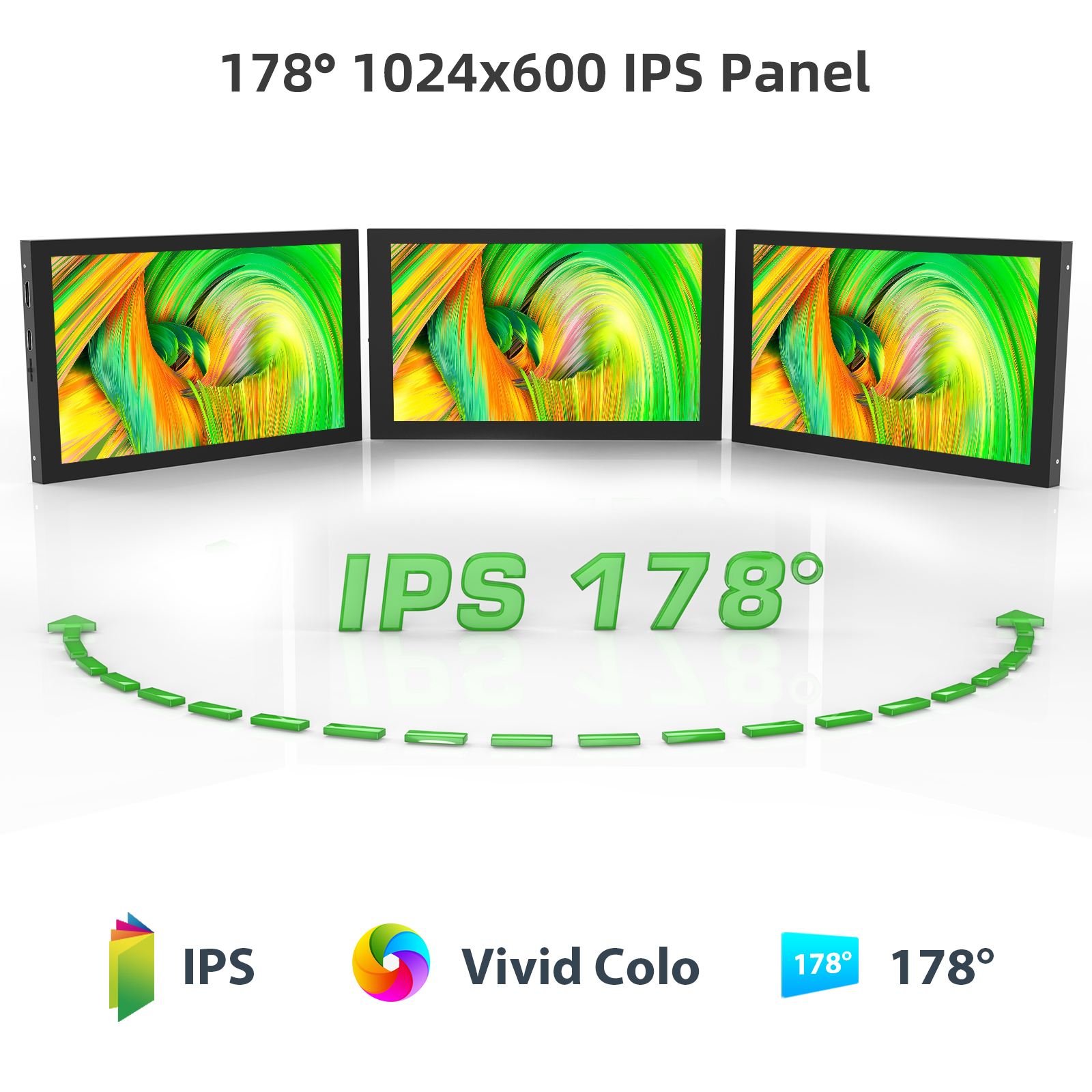 APROTII 7 inch 1024x600 IPS Portable Monitor, 5-Points Capacitive ...