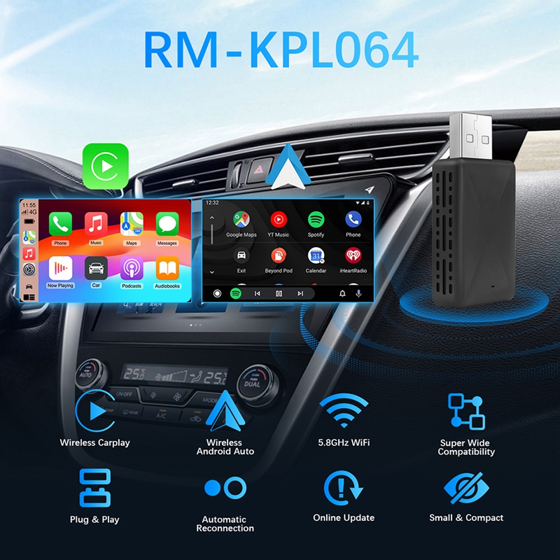 Wireless CarPlay android auto adapter for factory wired car, wireless ...