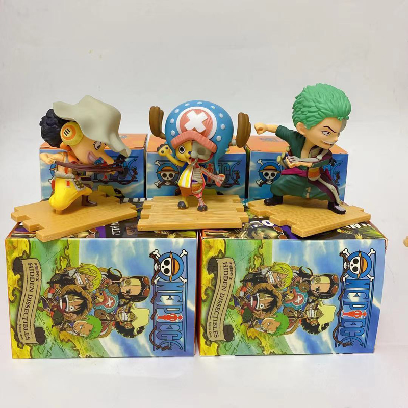 8Pcs/Set Anime One Piece Figure Black White Skeleton Luffy Zoro Chopper ...