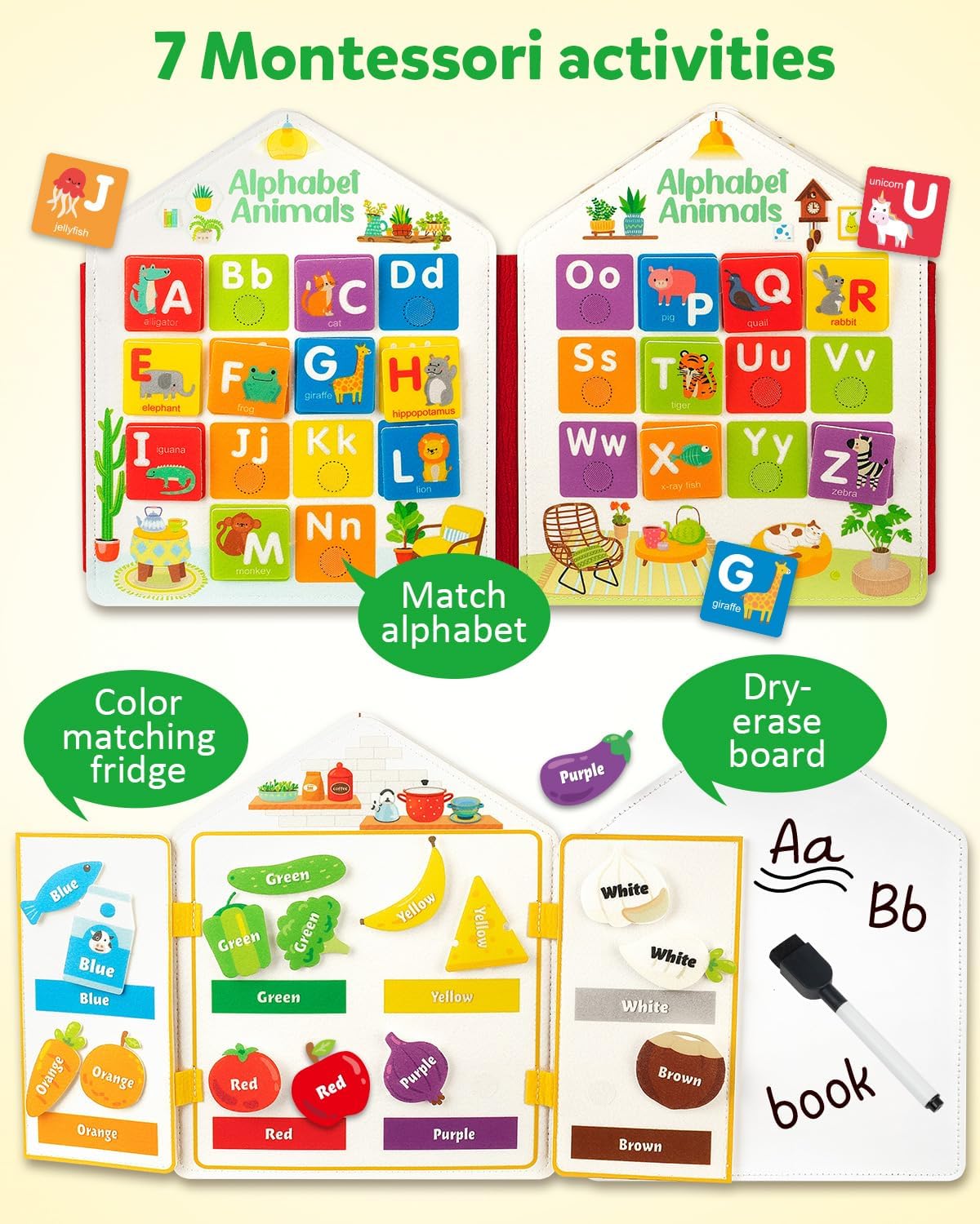 Toddler Felt Montessori Busy Book Fine Motor Skill Quiet Book Binder ...