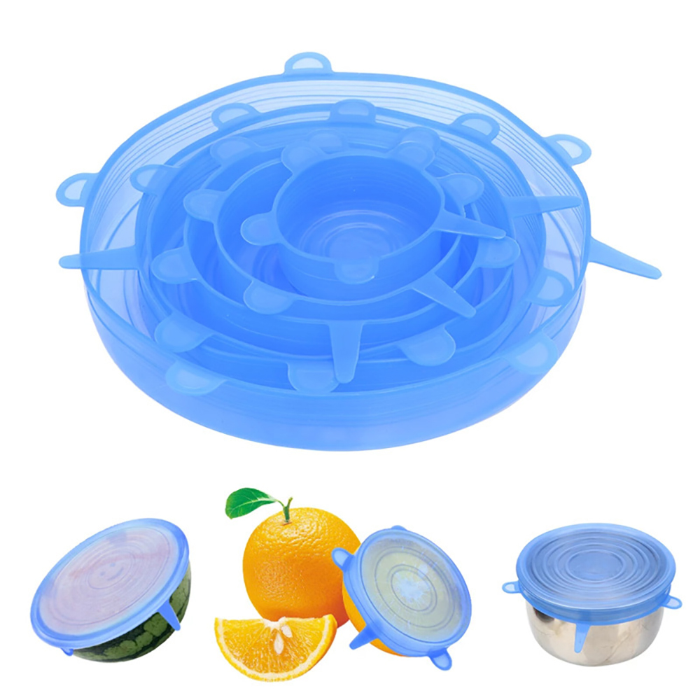 Reusable Silicone Stretch Lids 6pcs, Elastic Food Storage Bowl Covers ...