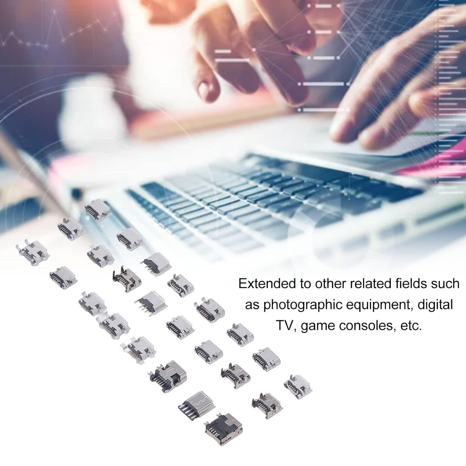 240PCS USB Female Socket Connector, Stainless Steel Micro USB Connector ...