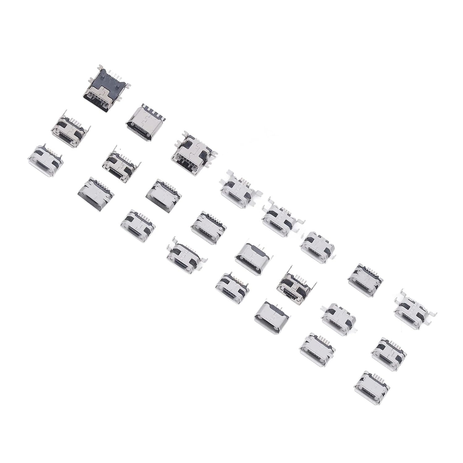 240PCS USB Female Socket Connector, Stainless Steel Micro USB Connector ...