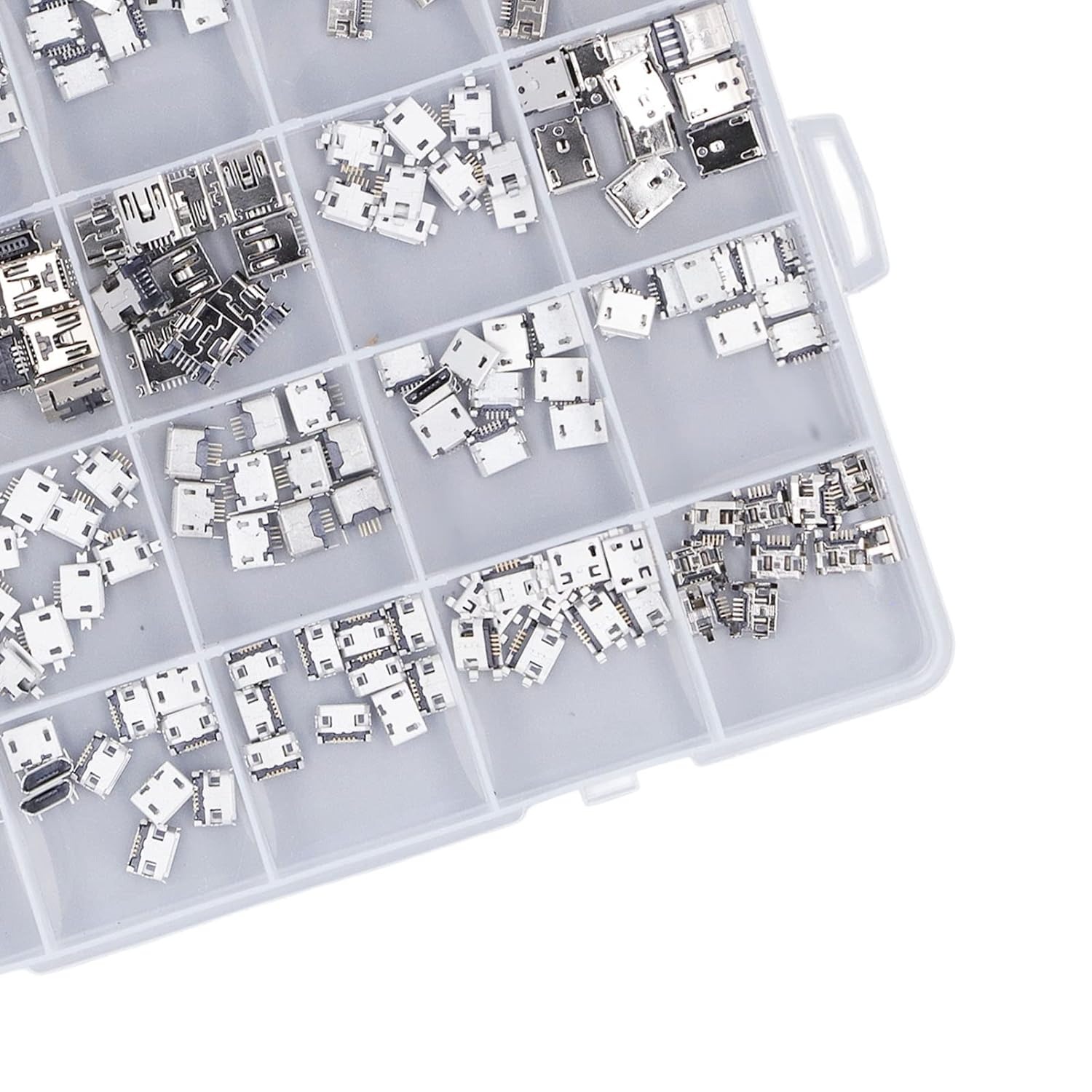 240PCS USB Female Socket Connector, Stainless Steel Micro USB Connector ...