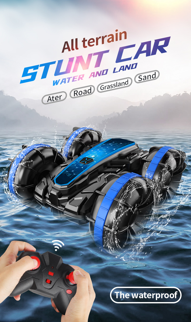 Amphibious RC Control Stunt Water Wheel Car Toy 4WD Drift Remote ...