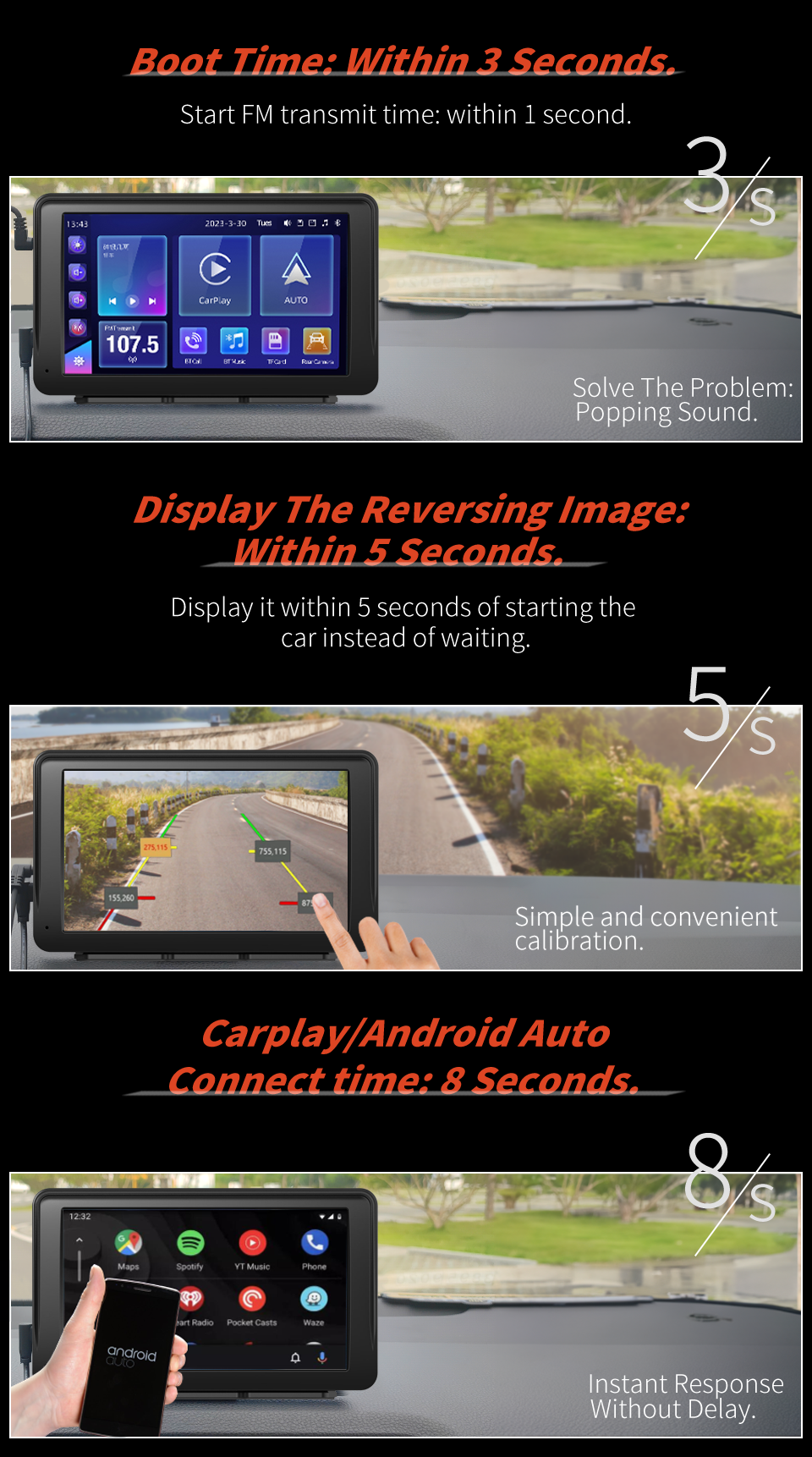 XUDA Universal 7inch Car Radio Multimedia Video Player Wireless Carplay ...