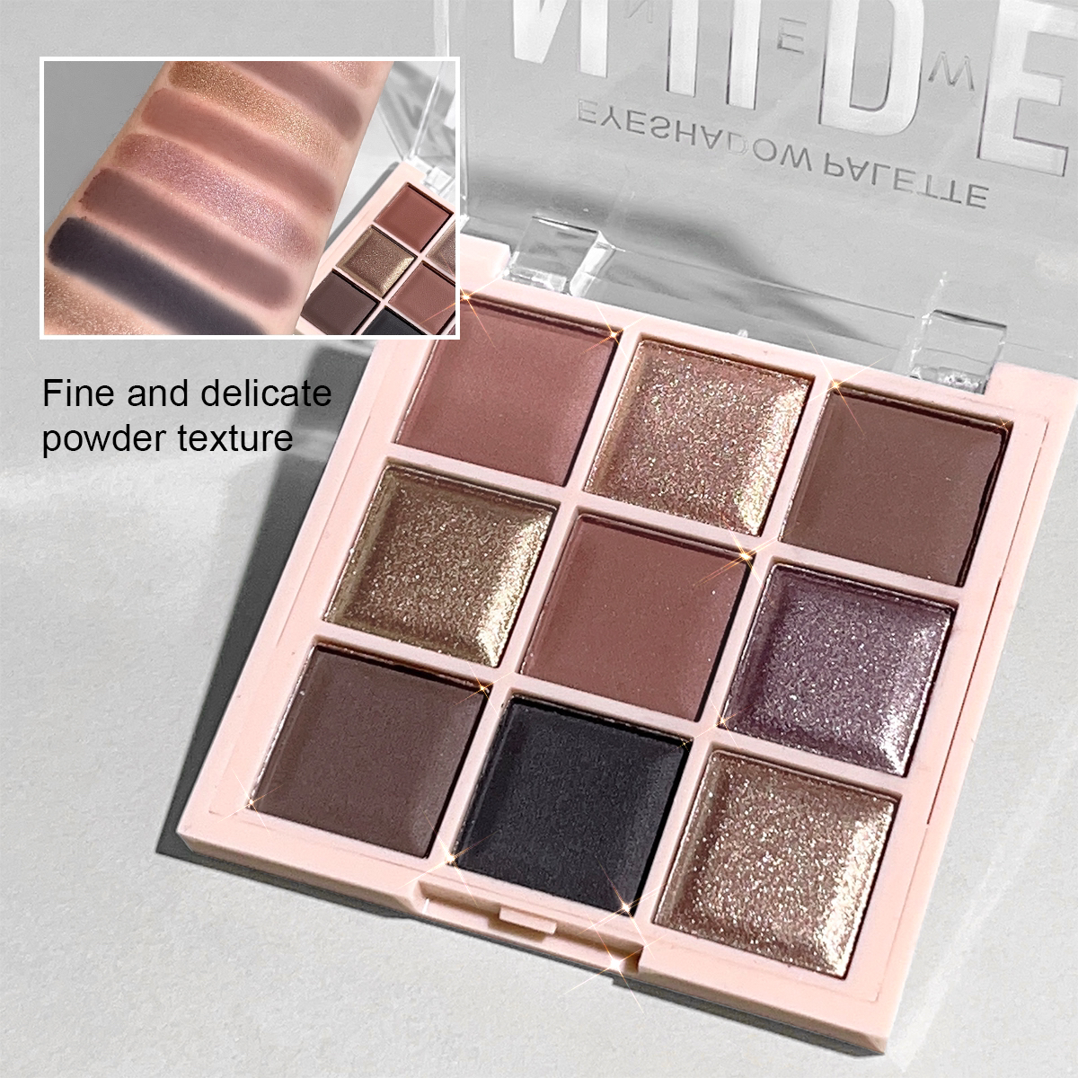 9 Color Eyeshadow Palette Fine Glitter Pearlescent Matte Milk Tea Color ...