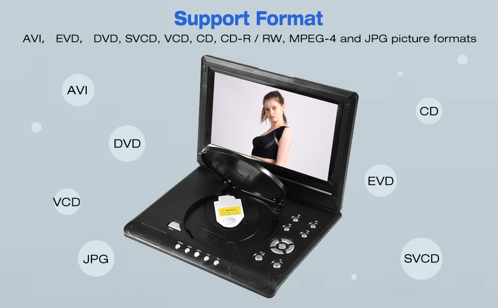 Rotatable 9 Inch Portable LCD Widescreen DVD Video Player FM Radio Game ...
