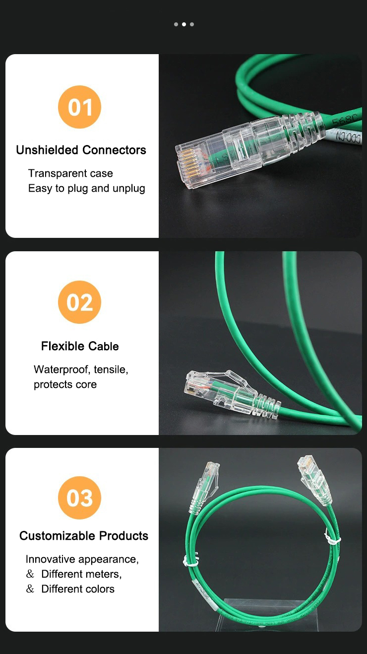 Cat6A UTP Patch Cord 28AWG Slim Ethernet Cable RJ45 Cat6A Unshielded ...