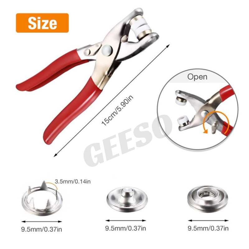 GEESO Snap Button Plier Metal Snap Button Set Five-Claw Snap Button ...