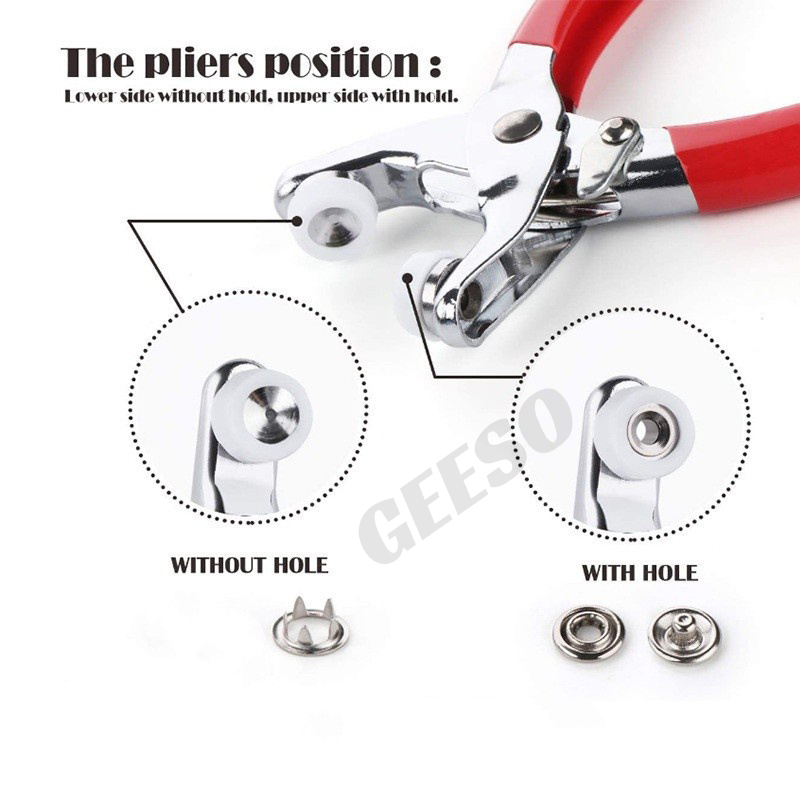 GEESO Snap Button Plier Metal Snap Button Set Five-Claw Snap Button ...