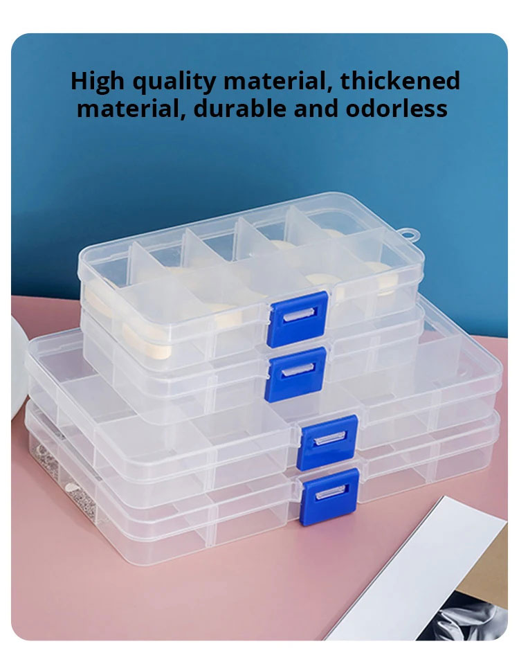 1Pc 15 /10 Grid Adjustable Plastic Jewelry Boxes Plastic Craft ...