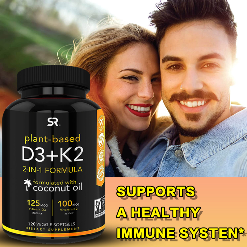 Vitamin K2 + D3 with Organic Coconut Oil for Better Absorption ...