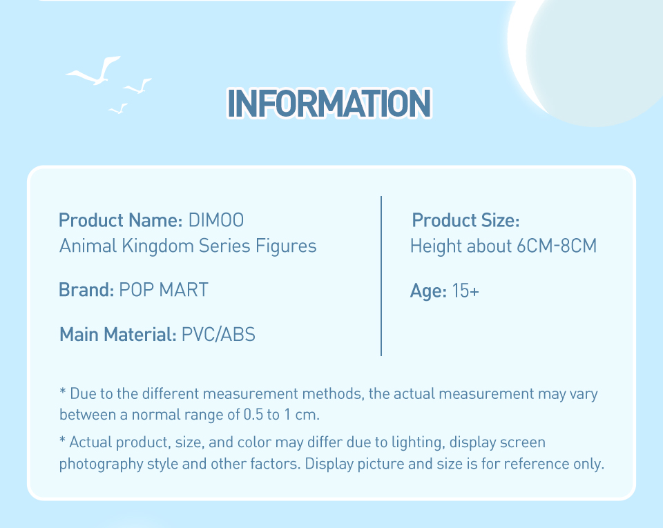 POP MART DIMOO Animal Kingdom Series Blind Box Action Toys Figure ...