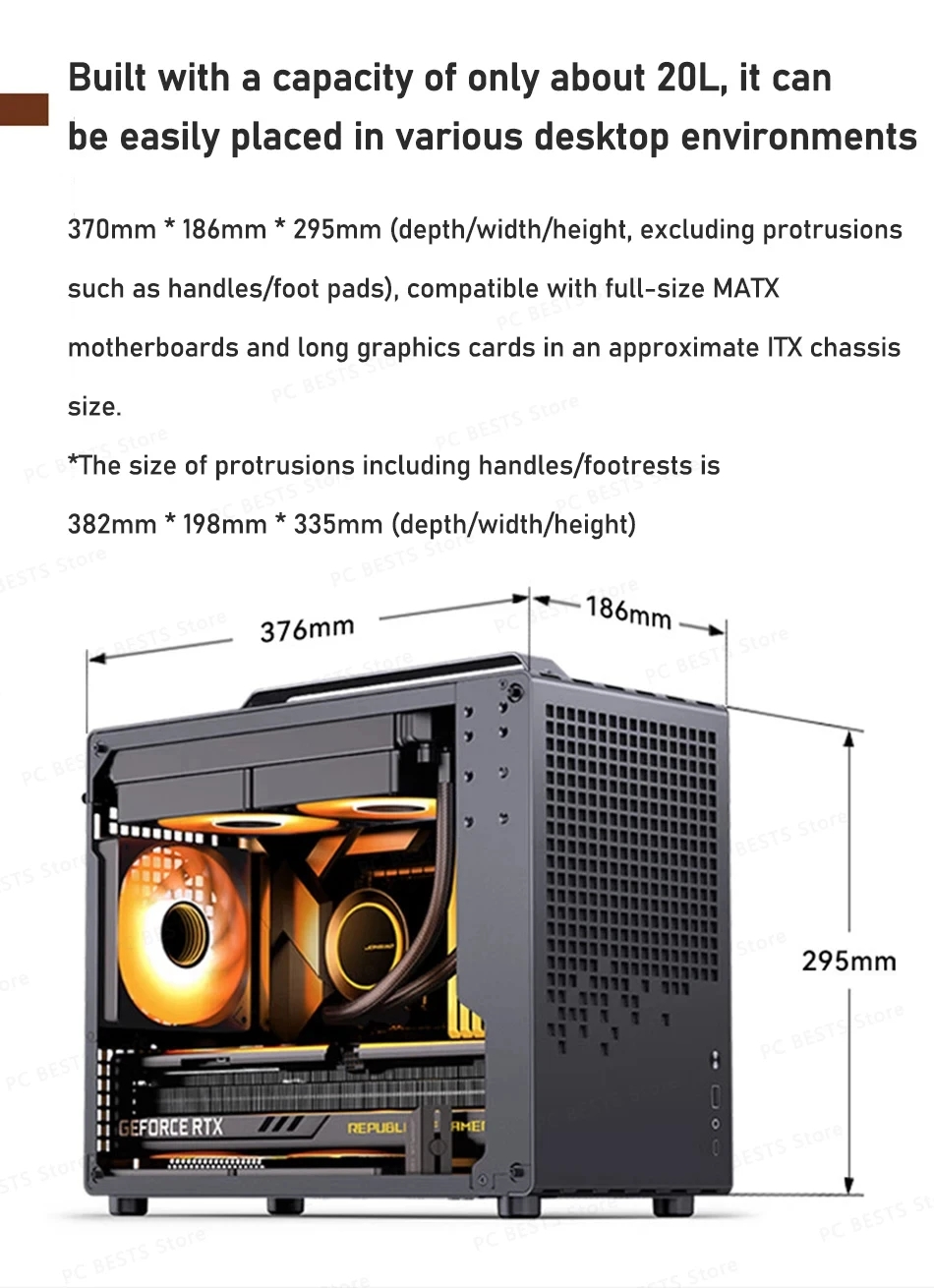 JONSBO Z20 MATX Case Portable Side View Small Case Office Gaming about 20L/detachable carrying ...