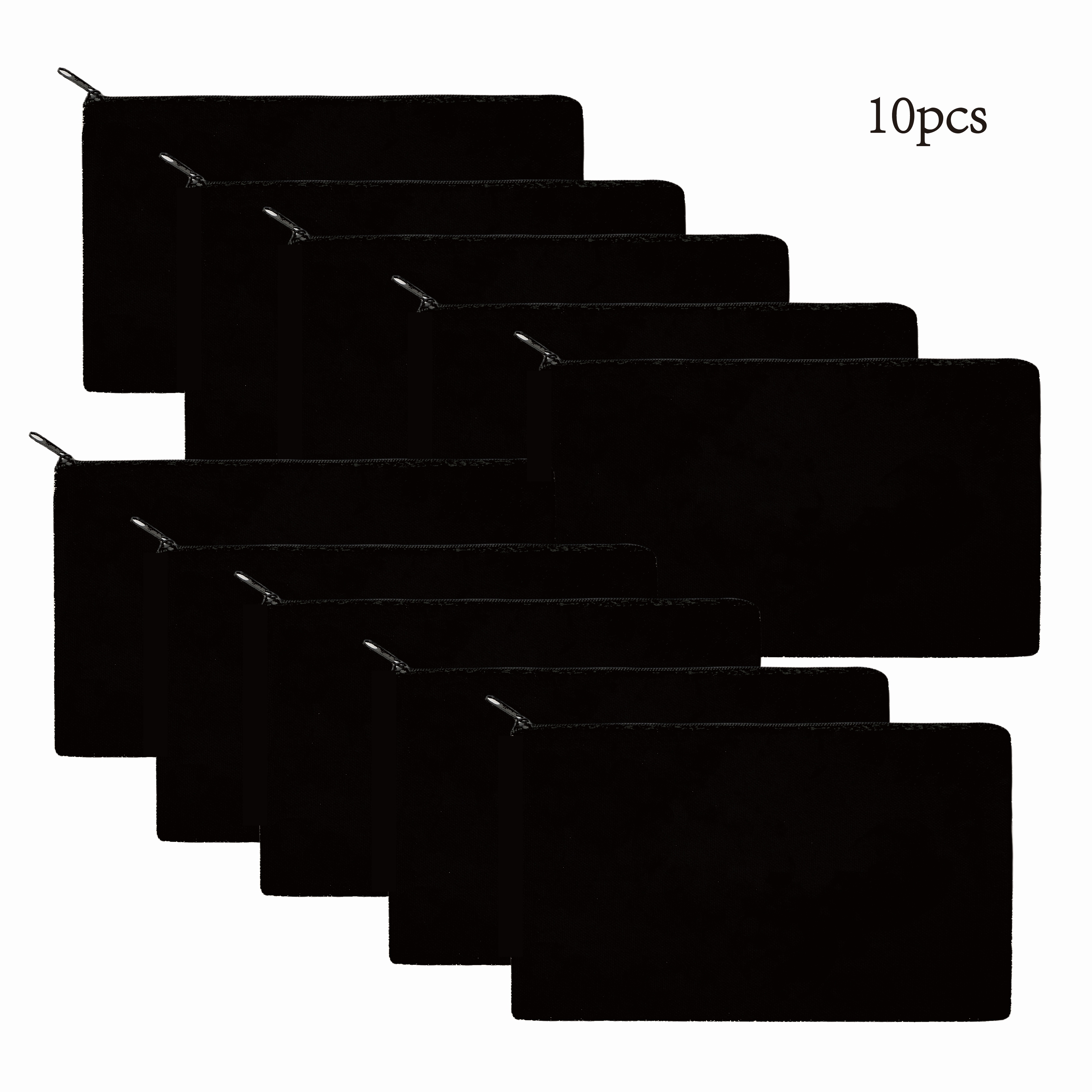10PCS Black Canvas Zipper Bags Multifunctional Blank DIY Craft Pouches ...