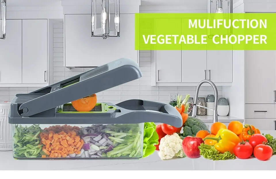 1Pc Green Black 12 in 1 Multifunctional Vegetable Slicer Cutter ...