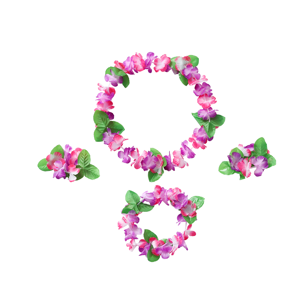 New Style Hawaiian Garland 4-Piece Set Beach Hawaii Party Wearable ...