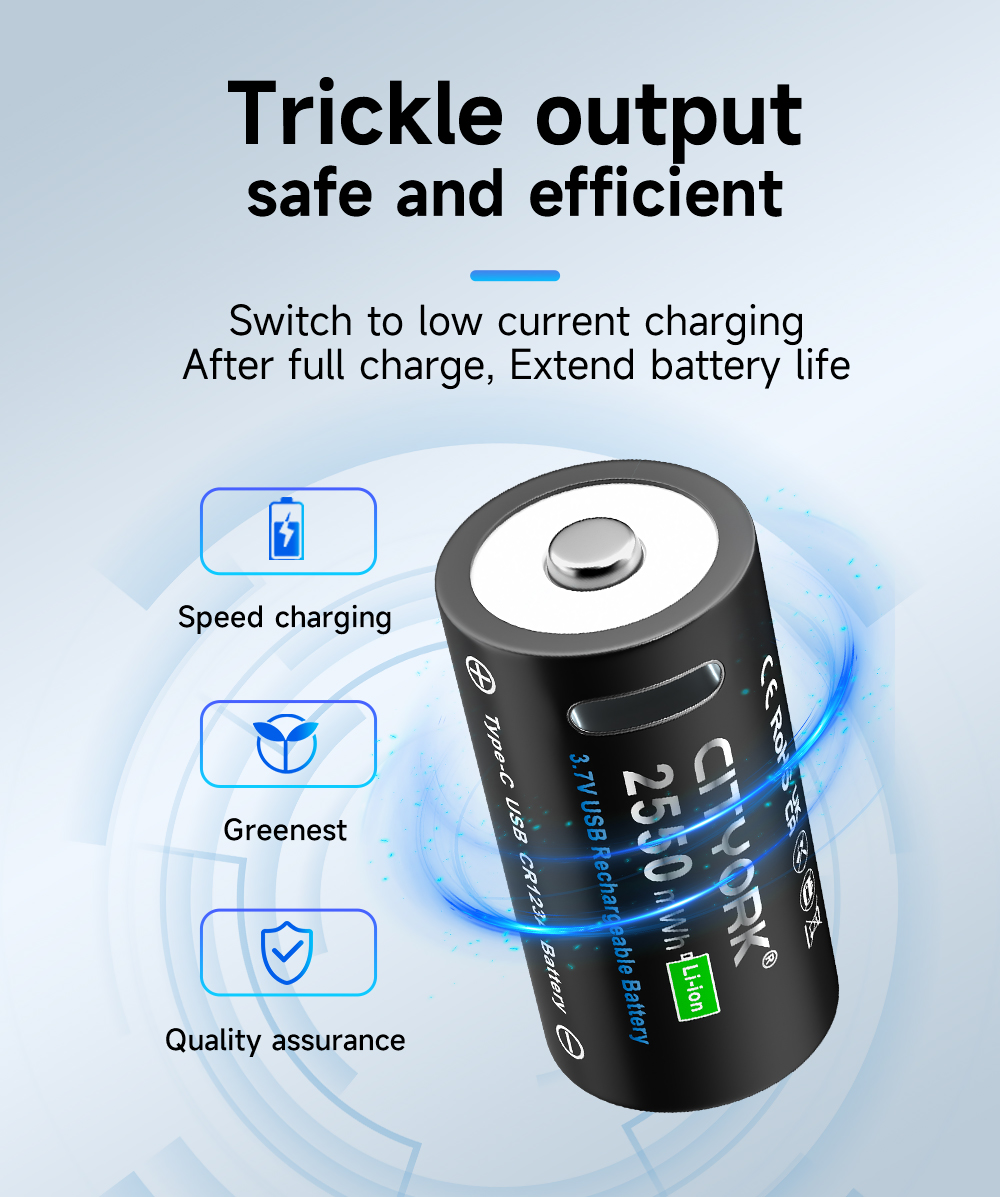 Cityork CR123A CR123 1.5H Fast Charger USB Rechargeable Battery ...