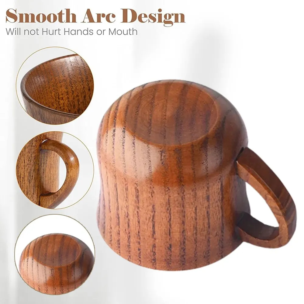 1pc 130ml Wooden Cup Solid Wood Cup with Handle Sour Jujube Solid Wood ...