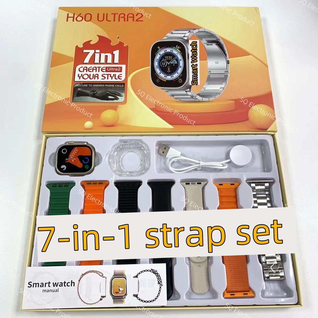 H60 Ultra 2 New Smart Watch 7 In 1 Straps 49mm Full Touch Screen Sport ...