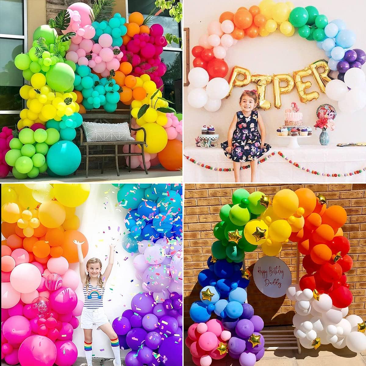 （Ready Stock）100pcs 10inch Rainbow Party Happy Birthday Balloon Set ...