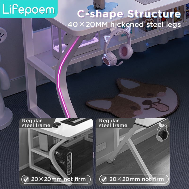 Gaming Table Meja Gaming 140CM Computer Table Anti-Scratch Table C ...