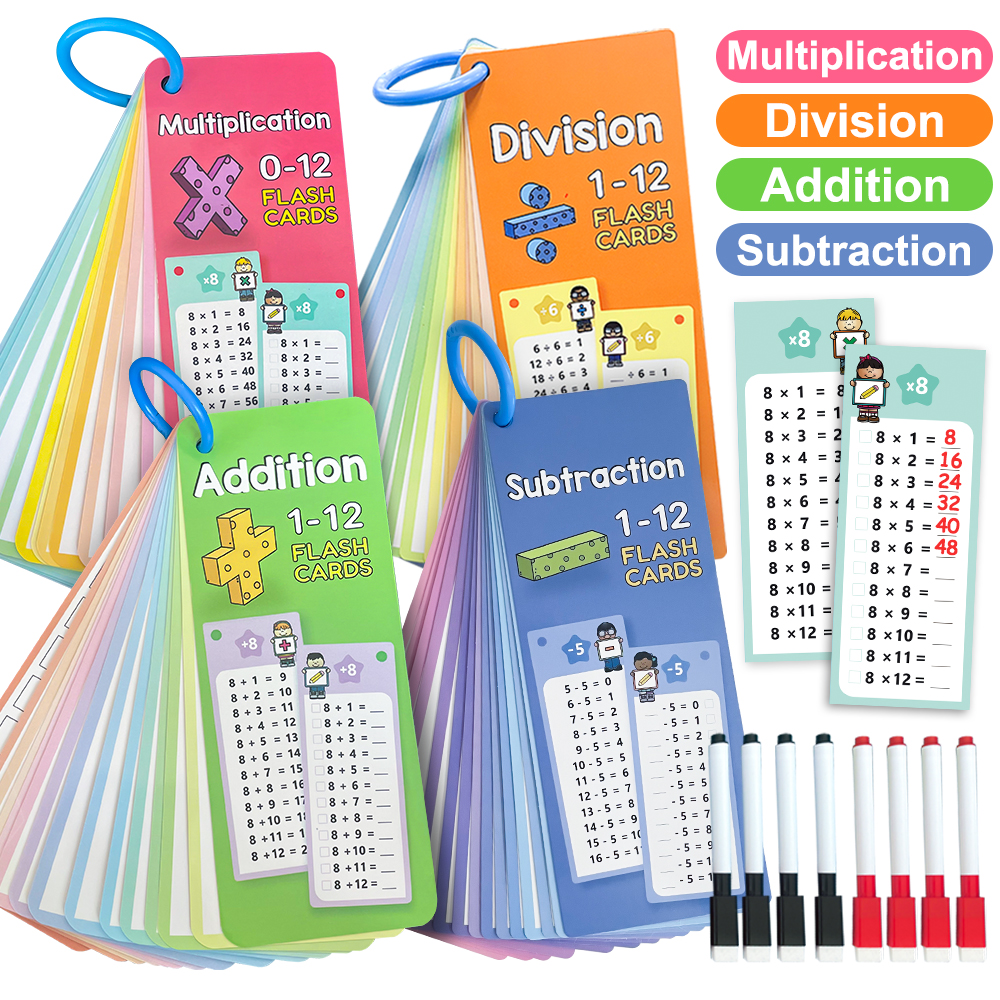 Double Sided 0-12 Times Table Math Flashcards for Kids Children Dry ...