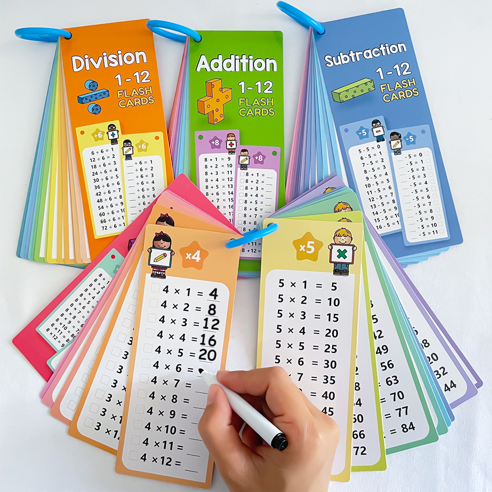 Double Sided 0-12 Times Table Math Flashcards for Kids Children Dry ...