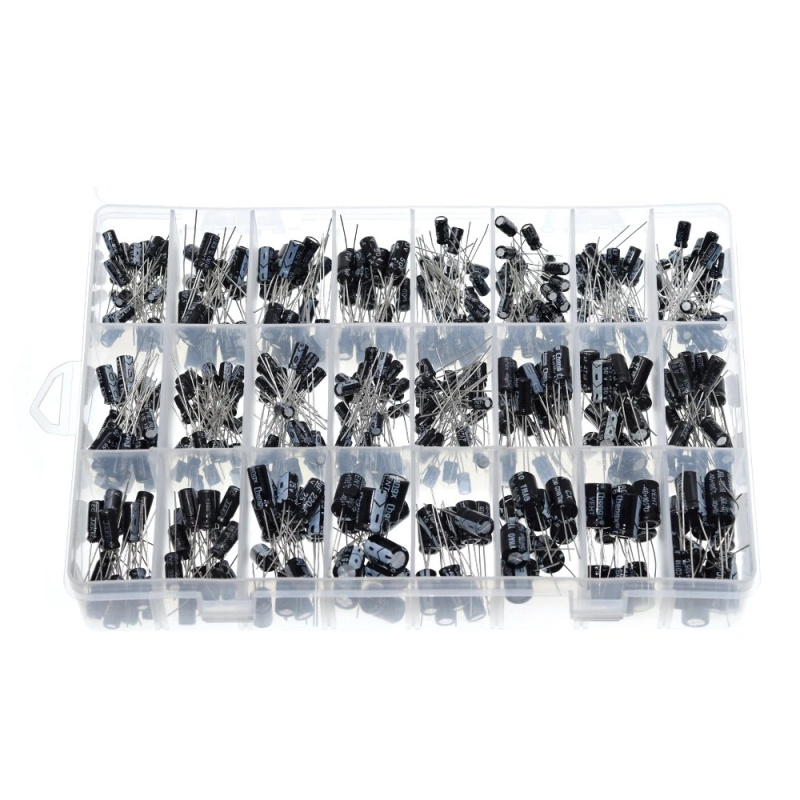 500PCS 24 Value Electrolytic Capacitor Assortment Kit 0.1uF-1000uF 16V ...