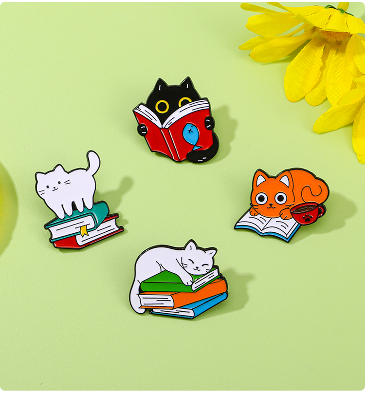 Cartoon Animal Badge High-End Metal Brooch Cute Design Learning Book ...