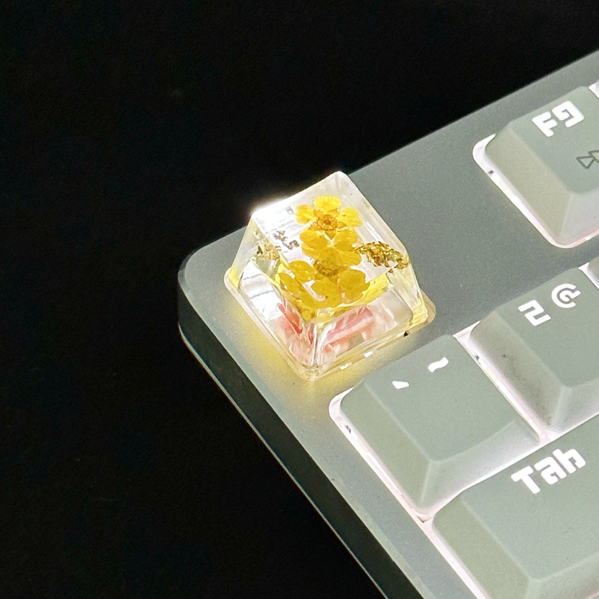 1 Piece Transparent Flower Keyboard Keycap Real Dried Flower Plum ...