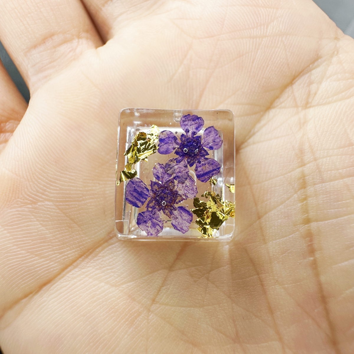 1 Piece Transparent Flower Keyboard Keycap Real Dried Flower Plum ...