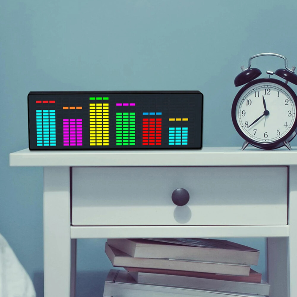 LED Music Spectrum Rhythm Display RGB Light Electronic Clock Voice ...
