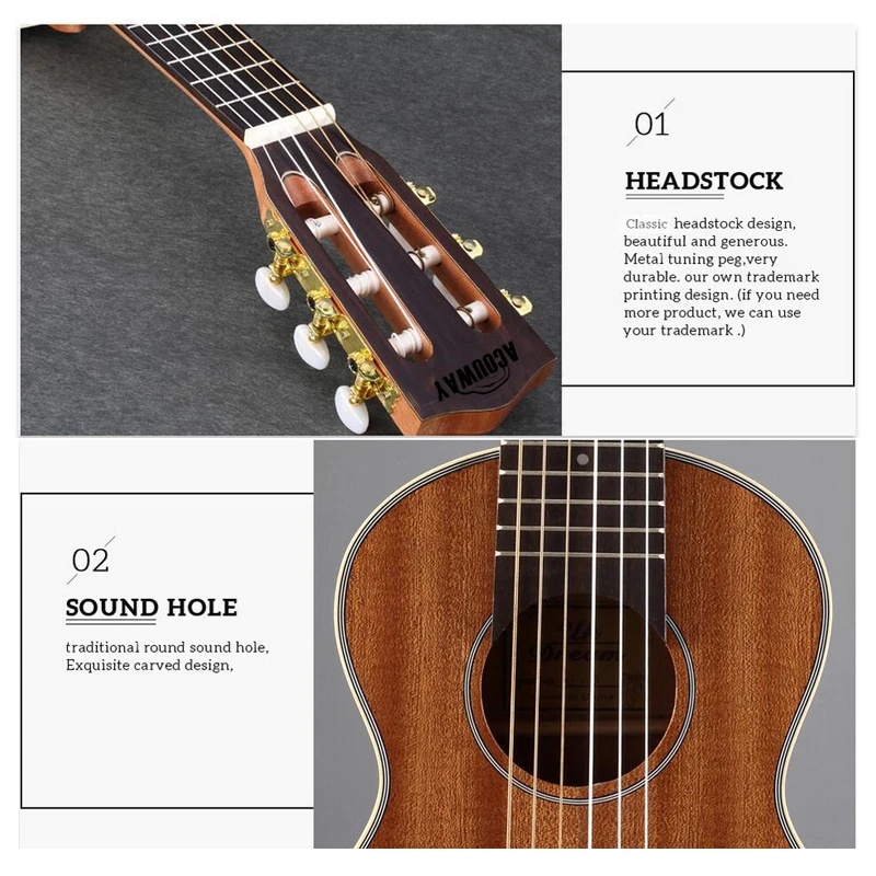 Acouway 28 inch Guitar Guitalele Guitarlele ukulele Sapele body 6 ...