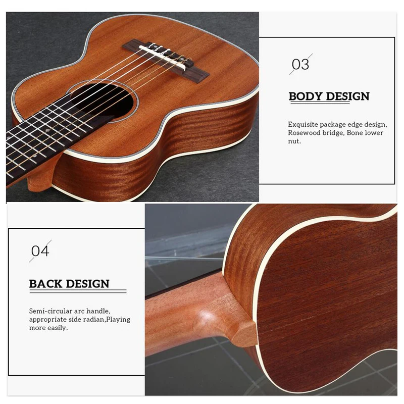 Acouway 28 inch Guitar Guitalele Guitarlele ukulele Sapele body 6 ...